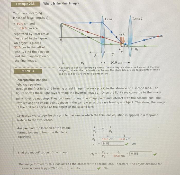 Solved Where Is the Final Image? Two thin converging lenses | Chegg.com