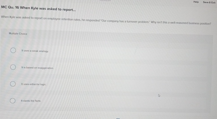 Solved HelpSove & ExitMC Qu. 16 ﻿When Kyle was asked to | Chegg.com