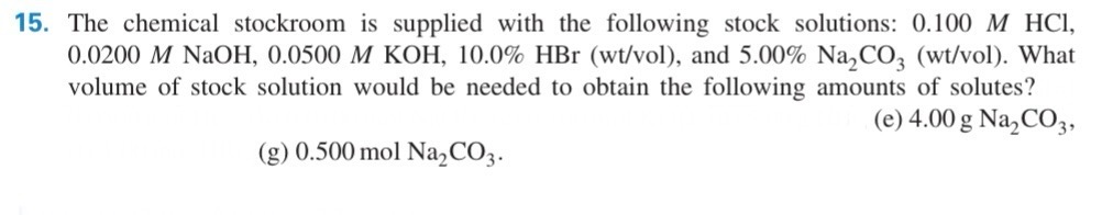 Solved The chemical stockroom is supplied with the following | Chegg.com