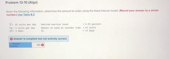 Solved Problem 12-10 (Algo) Given the following information, | Chegg.com