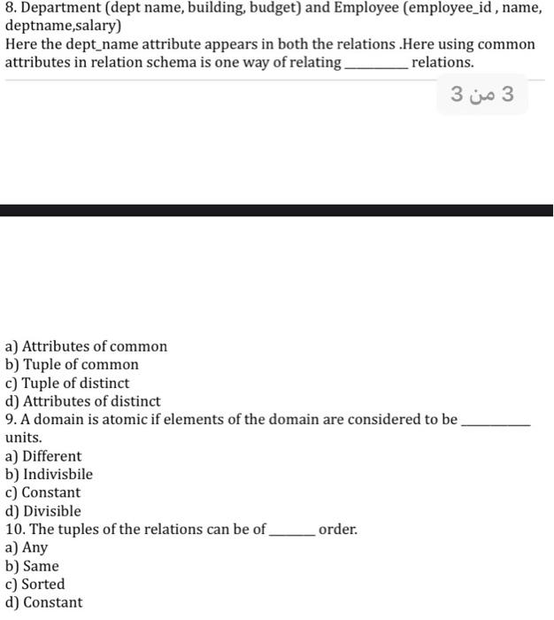 Solved 8. Department (dept name, building, budget) and | Chegg.com