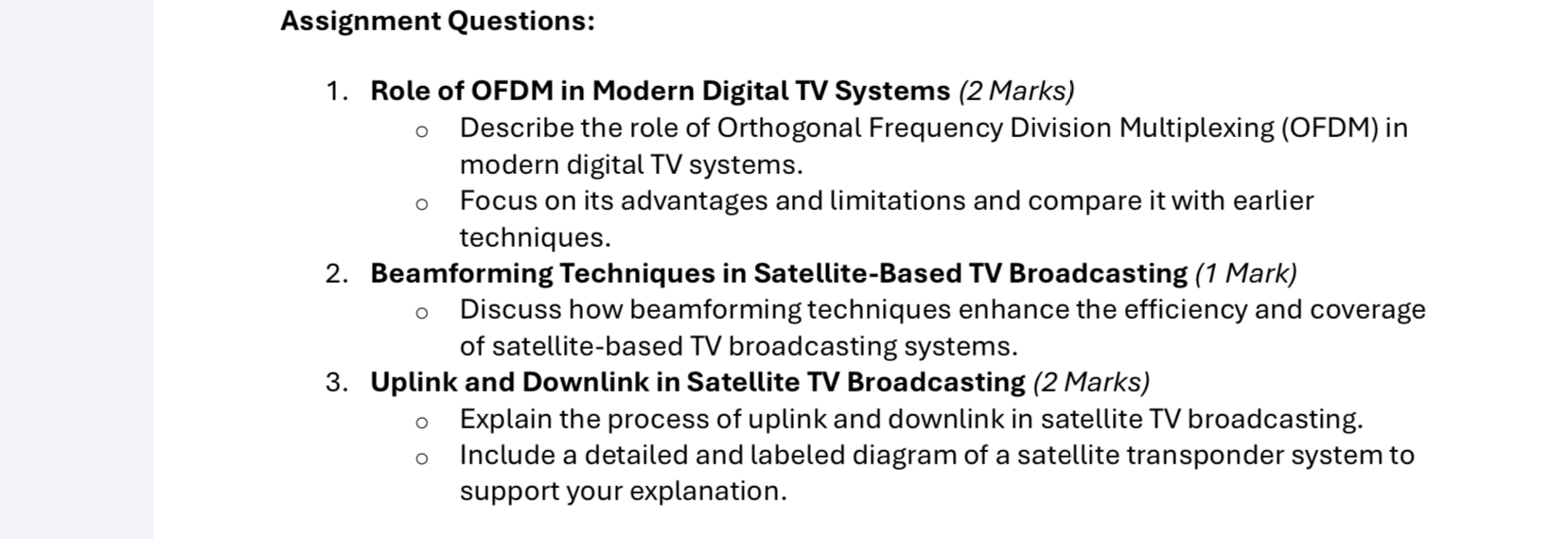 Solved Assignment Questions:Role of OFDM in Modern Digital | Chegg.com
