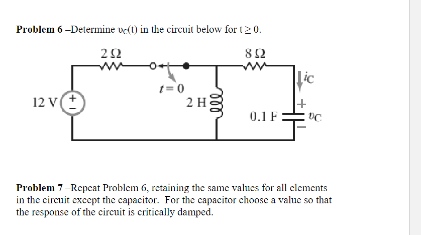 Solved Determine \upsilon C(t) ﻿in the circuit below for t | Chegg.com