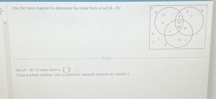 Solved Use the Venn diagram to determine the roster form of | Chegg.com