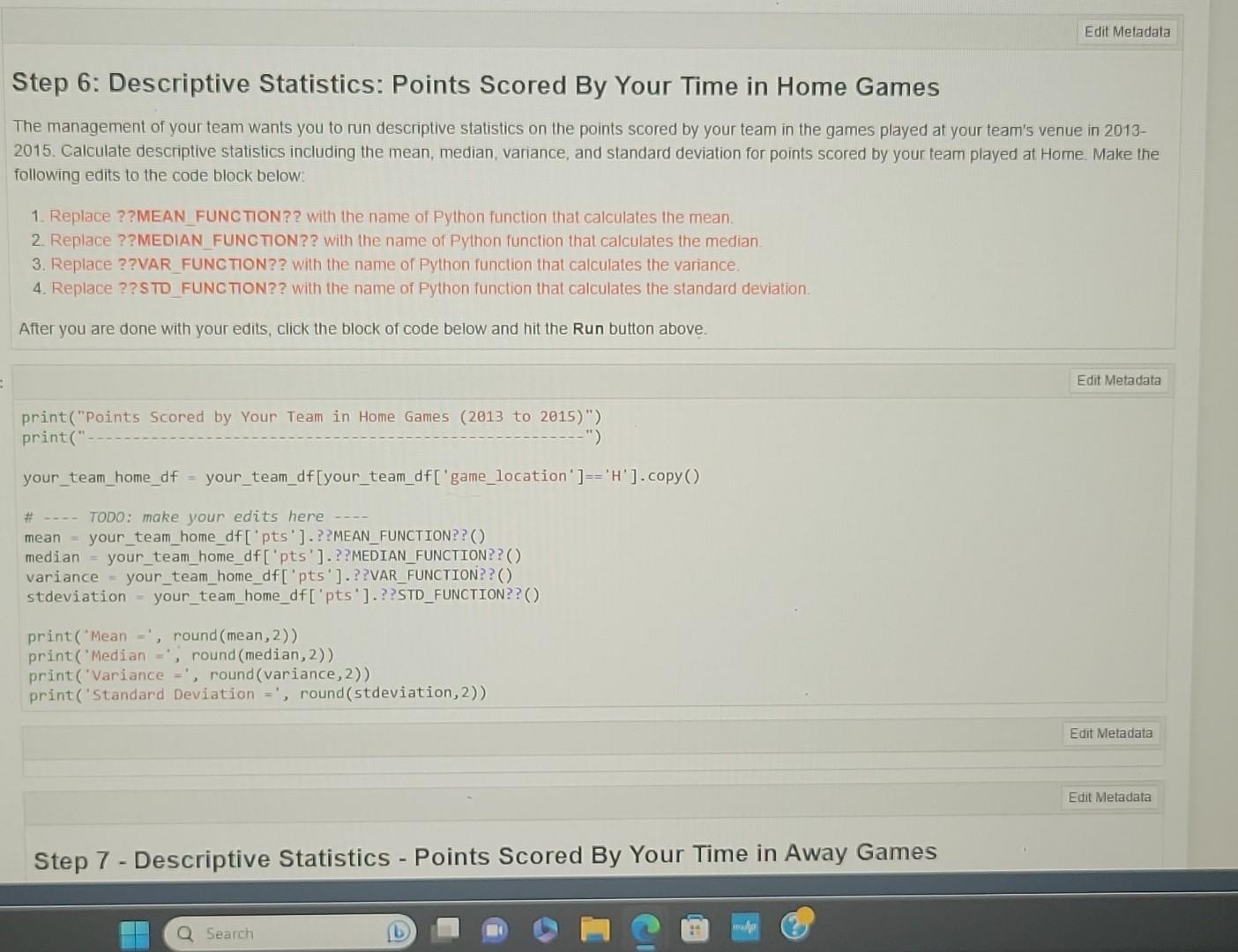 Solved Edit Metadata Project One: Data Visualization, | Chegg.com