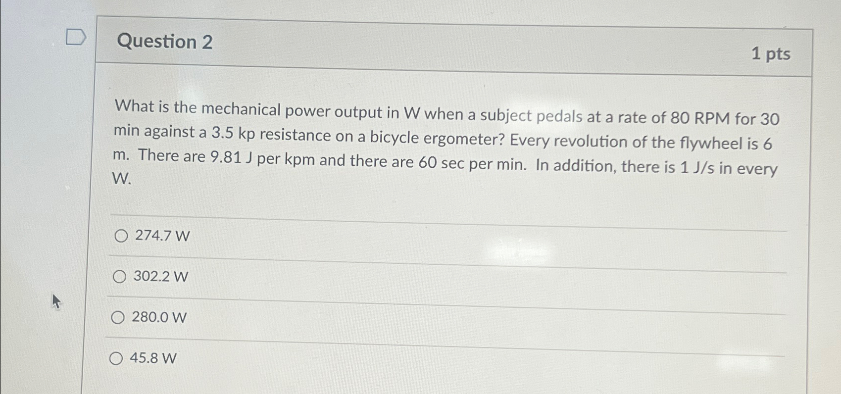 Solved Question 21ptsWhat is the mechanical power output in | Chegg.com