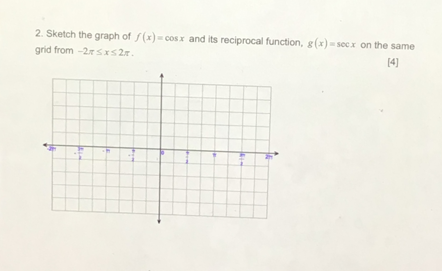 Solved Sketch the graph of f(x)=cosx ﻿and its reciprocal | Chegg.com