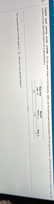 Solved contents of the data table below into a spreadsheet) | Chegg.com