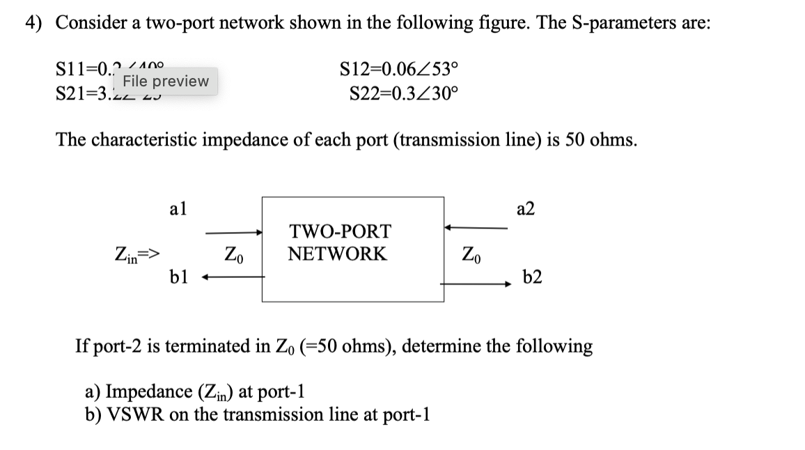 Solved Consider a two-port network shown in the following | Chegg.com