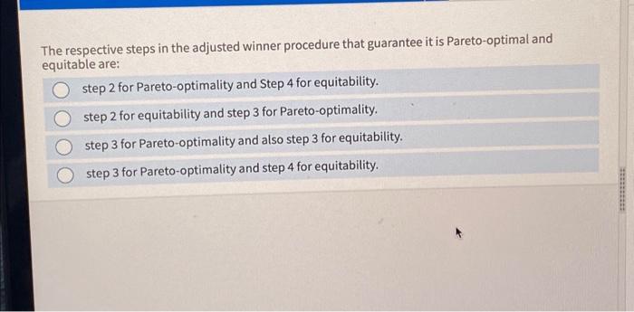 Solved The respective steps in the adjusted winner procedure | Chegg.com