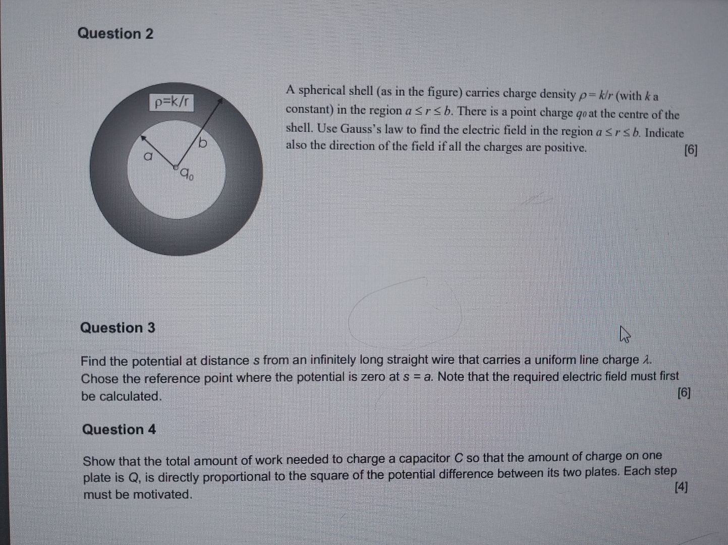 Solved Question 2A spherical shell (as in the figure) | Chegg.com