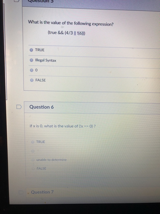 Solved What is the value of the following expression? (true | Chegg.com