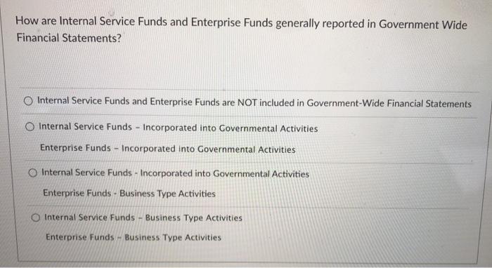 Solved How are Internal Service Funds and Enterprise Funds | Chegg.com