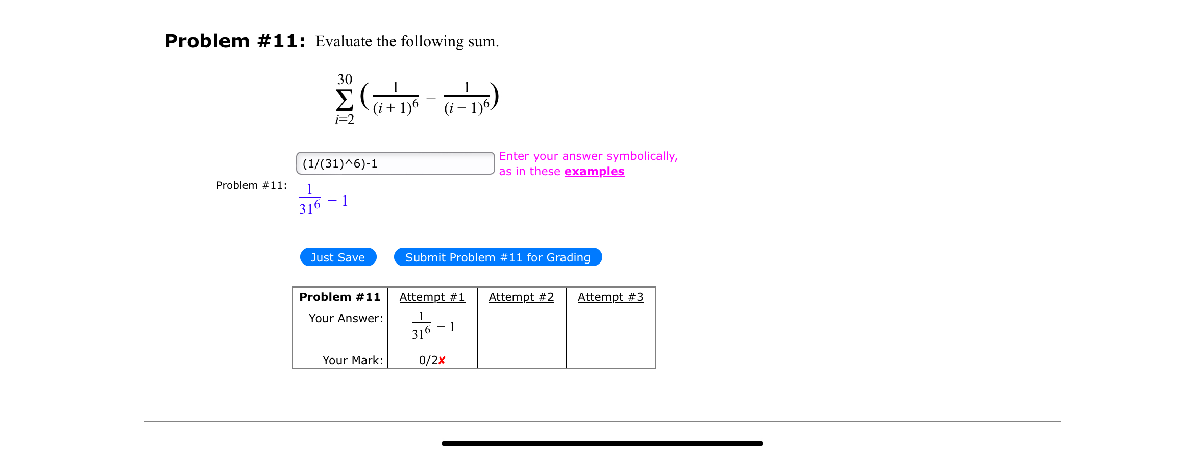 Solved Problem #11: Evaluate the following sum.Submit | Chegg.com