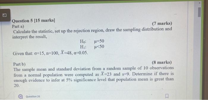 Solved Question 5 [15 marks] Part a) Calculate the | Chegg.com