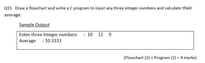 Solved a Q15 Draw a flowchart and write a C program to input | Chegg.com