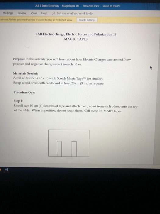 LAB 2 Static Electricity - Magic Tapes 2M - Protected | Chegg.com