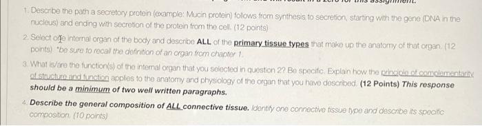 Solved 1. Describe the path a secretory protein (example: | Chegg.com