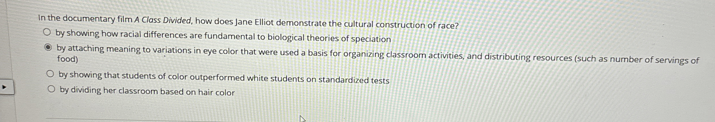 Solved In the documentary film A Class Divided, how does | Chegg.com