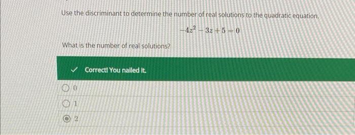 Solved Use the discriminant to determine the number of real | Chegg.com