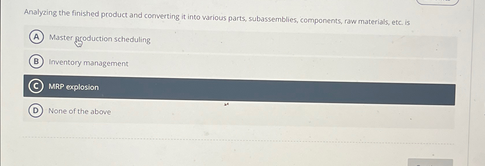 Solved Analyzing the finished product and converting it into | Chegg.com