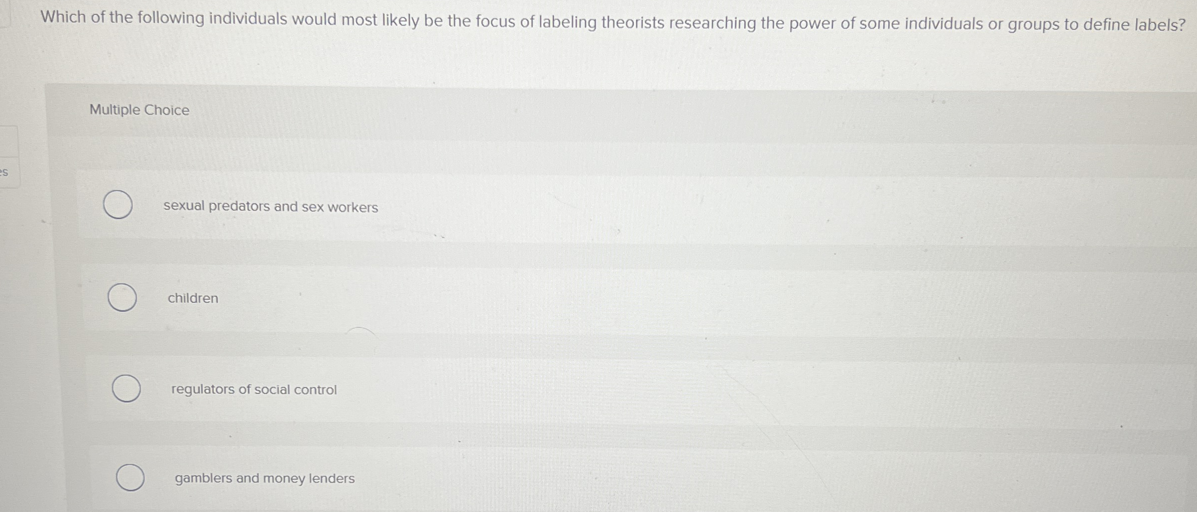 Solved Which of the following individuals would most likely | Chegg.com