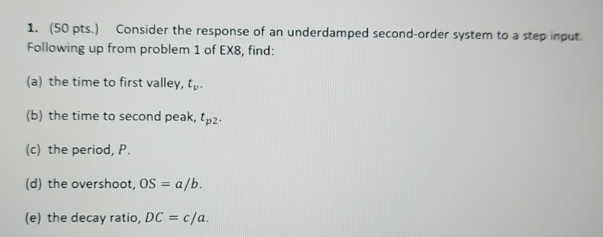 Solved 1. (50 pts.) Consider the response of an underdamped | Chegg.com