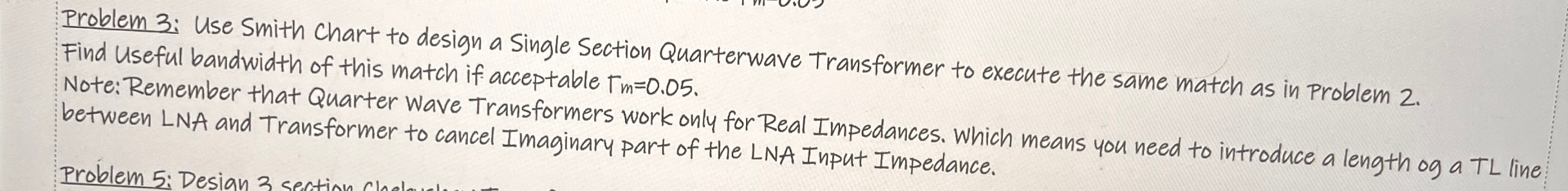 Solved Problem 3: Use Smith Chart to design a Single Section | Chegg.com
