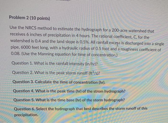 Solved Problem 2 (10 points) Use the NRCS method to estimate | Chegg.com