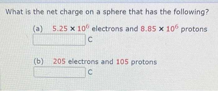 Solved What is the net charge on a sphere that has the | Chegg.com