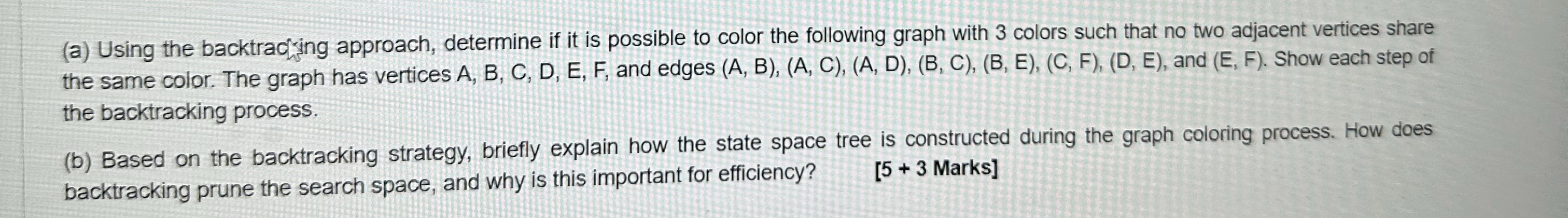 Solved (a) ﻿Using the backtracysing approach, determine if | Chegg.com