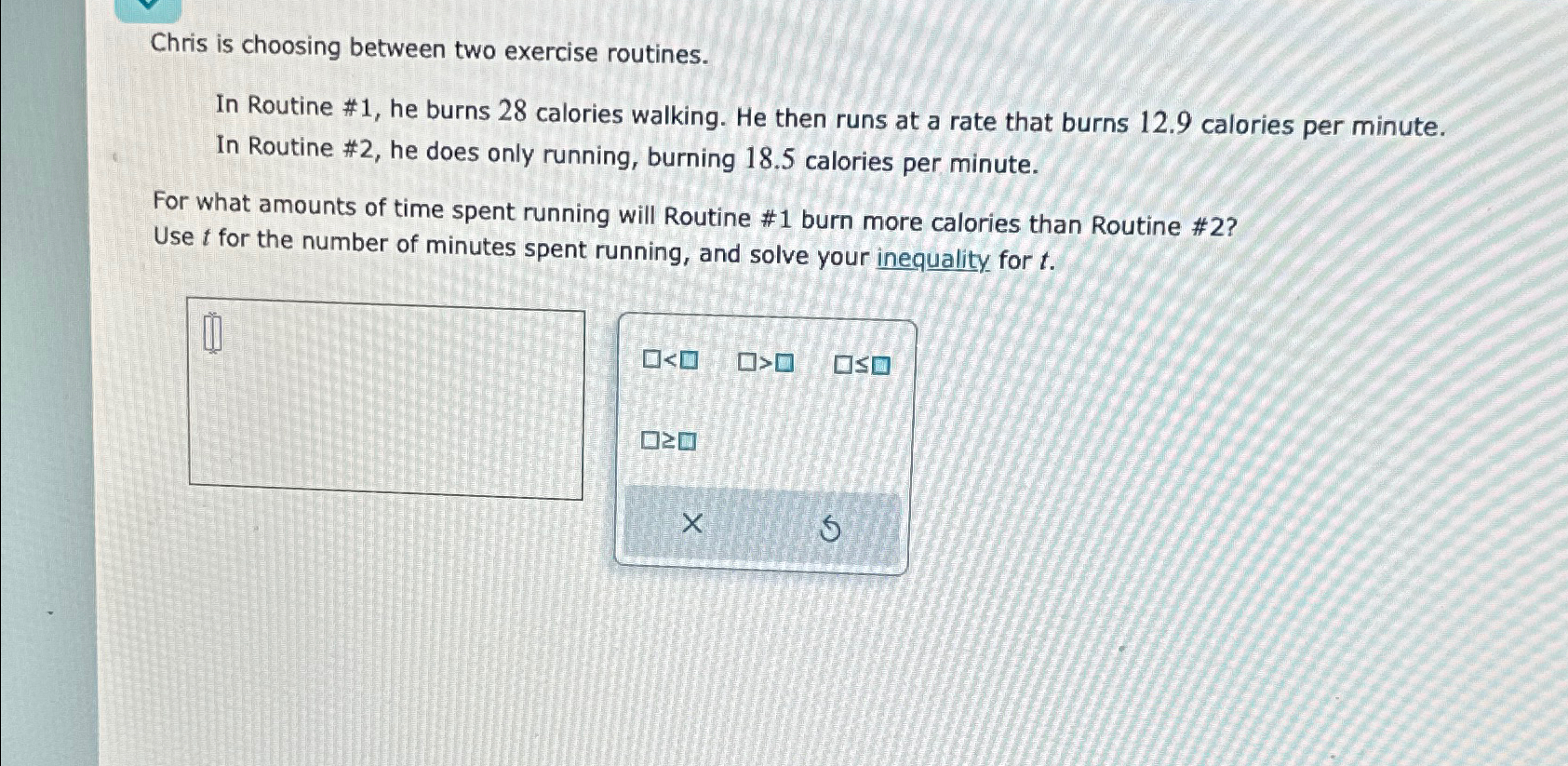 Solved Chris is choosing between two exercise routines.In | Chegg.com