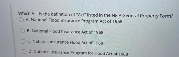 Solved Which Act is the definition of "Act" listed in the | Chegg.com