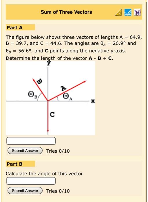 Solved Sum of Three Vectors 'H Part A The figure below shows | Chegg.com