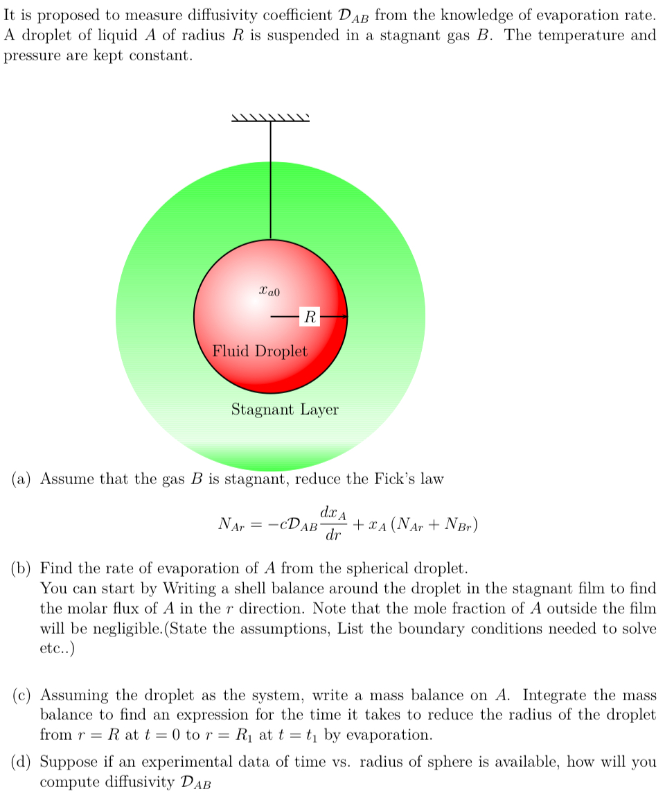 Solved It is proposed to measure diffusivity coefficient DAB | Chegg.com