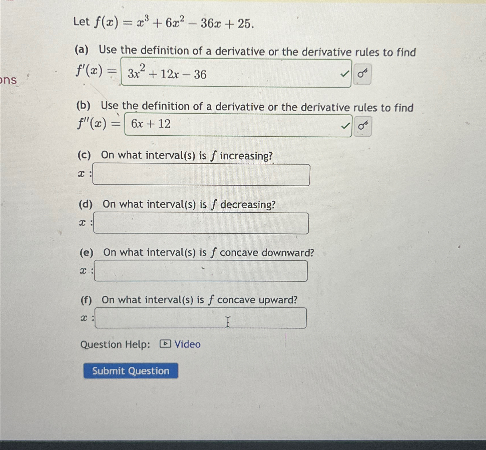 Let f(x)=x3+6x2-36x+25.(a) ﻿Use the definition of a | Chegg.com