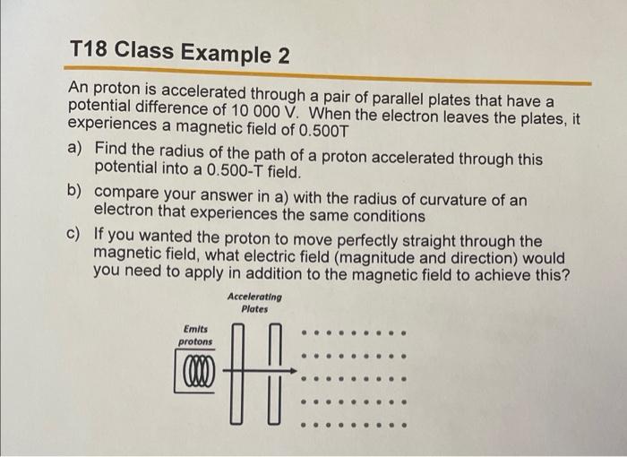 Solved T18 Class Example 2 a An proton is accelerated | Chegg.com