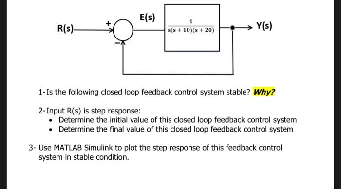 Solved 1-Is the following closed loop feedback control | Chegg.com