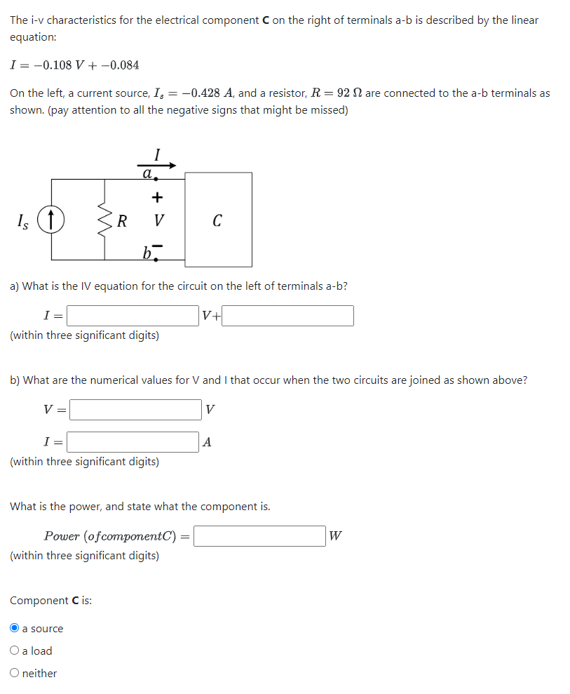 Solved How to solveThe i-v ﻿characteristics for the | Chegg.com