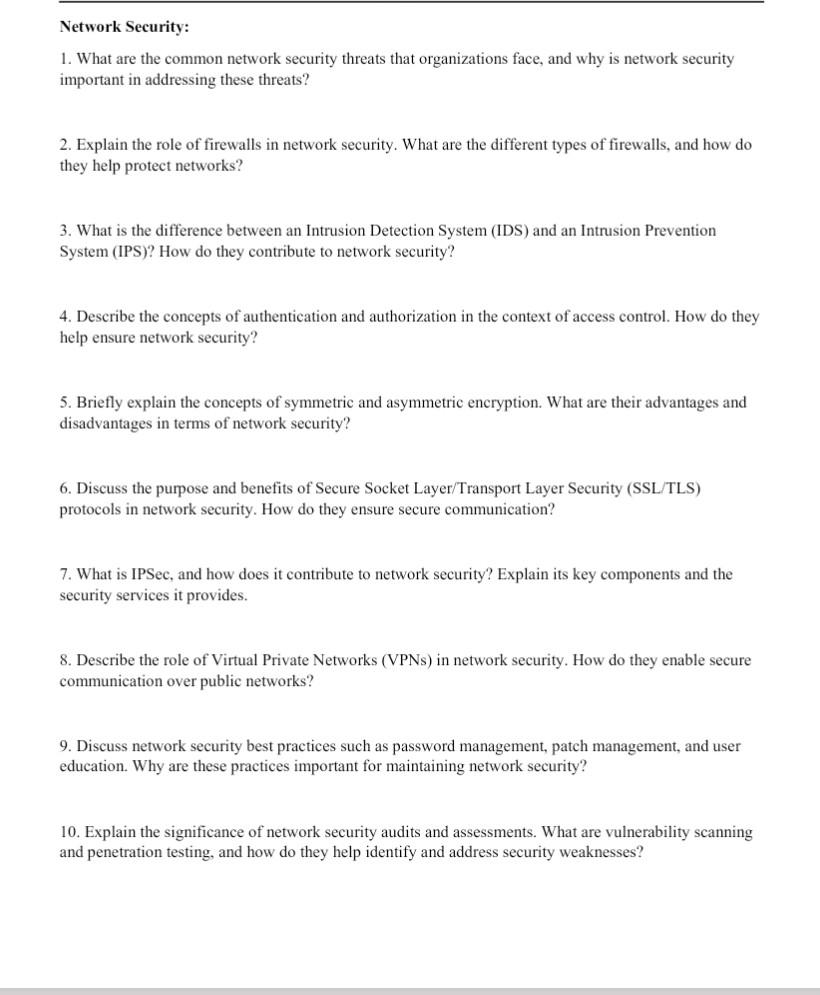 Solved 1. What are the common network security threats that | Chegg.com