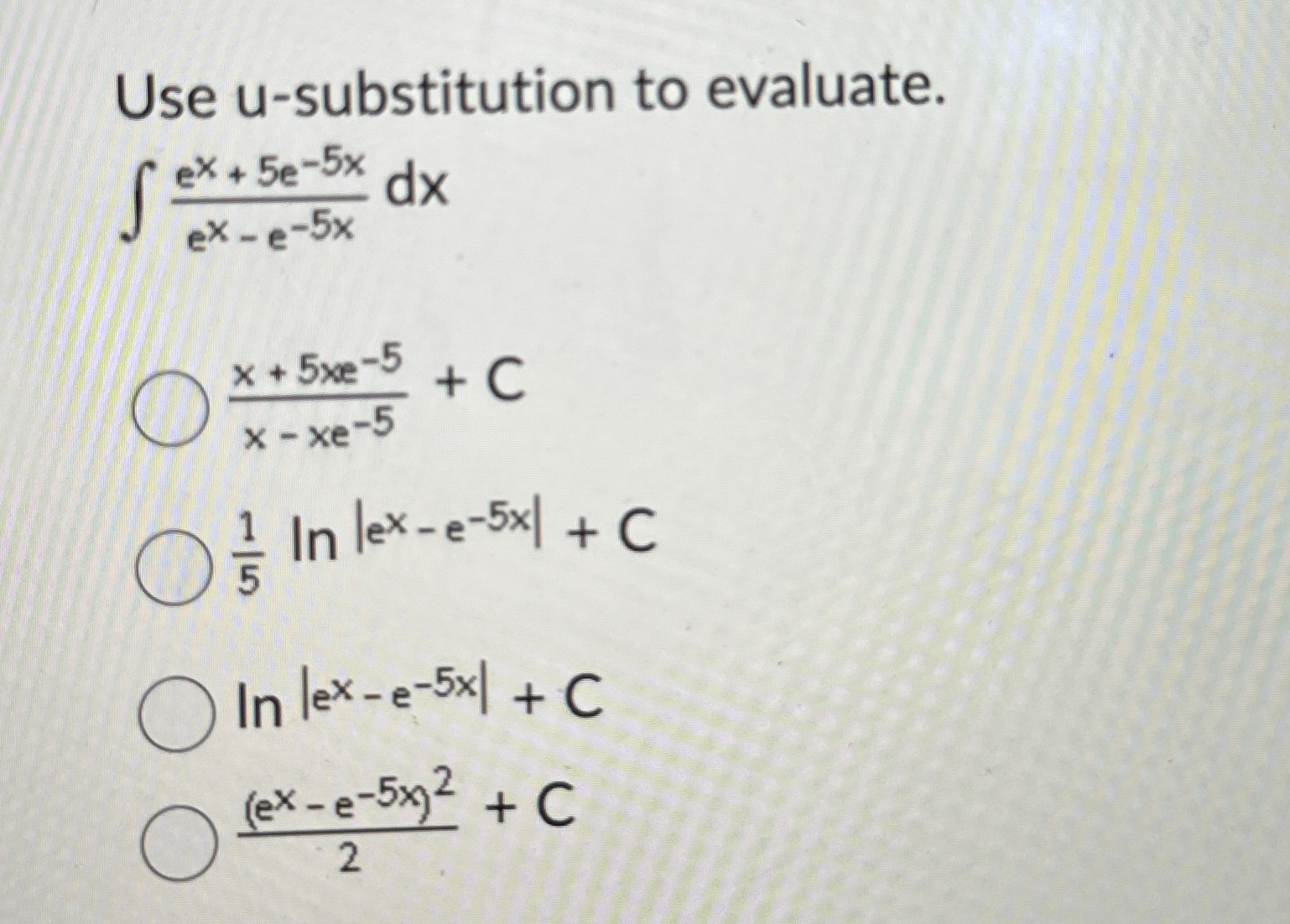 Solved Which option is the correct answer?Use u-substitution | Chegg.com