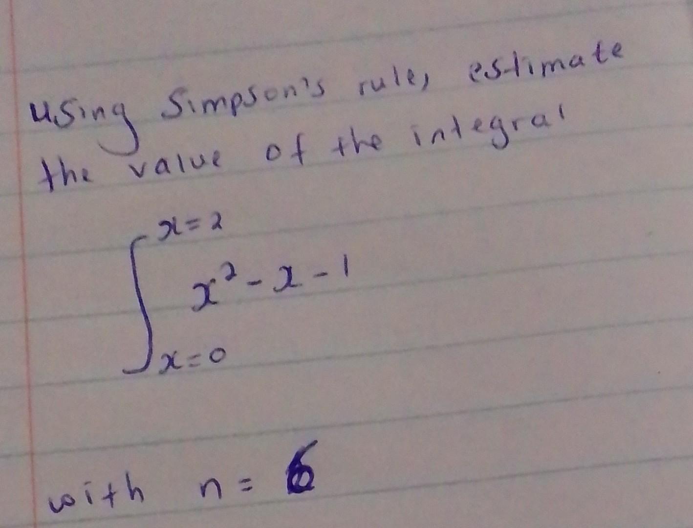 Solved using simpson's rules estimate the value of the | Chegg.com