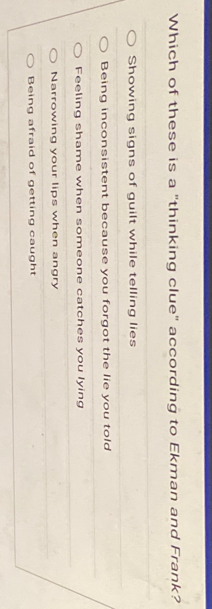 Solved Which of these is a "thinking clue" according to | Chegg.com