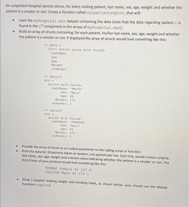 Solved An outpatient hospital service stores, for every | Chegg.com