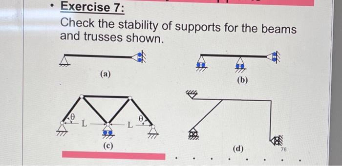 Solved Exercise 7: Check the stability of supports for the | Chegg.com