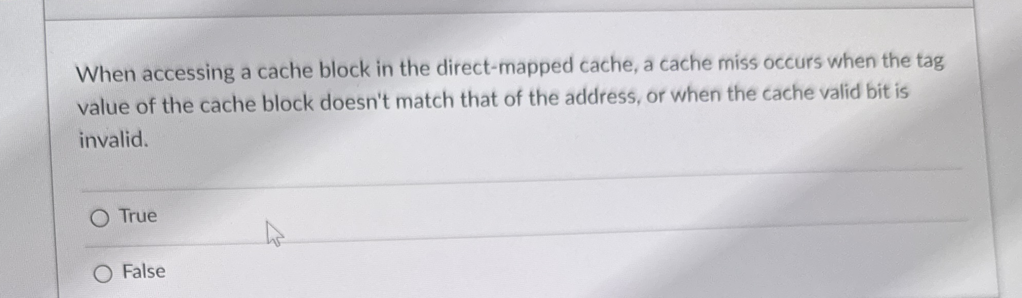 Solved When accessing a cache block in the direct-mapped | Chegg.com