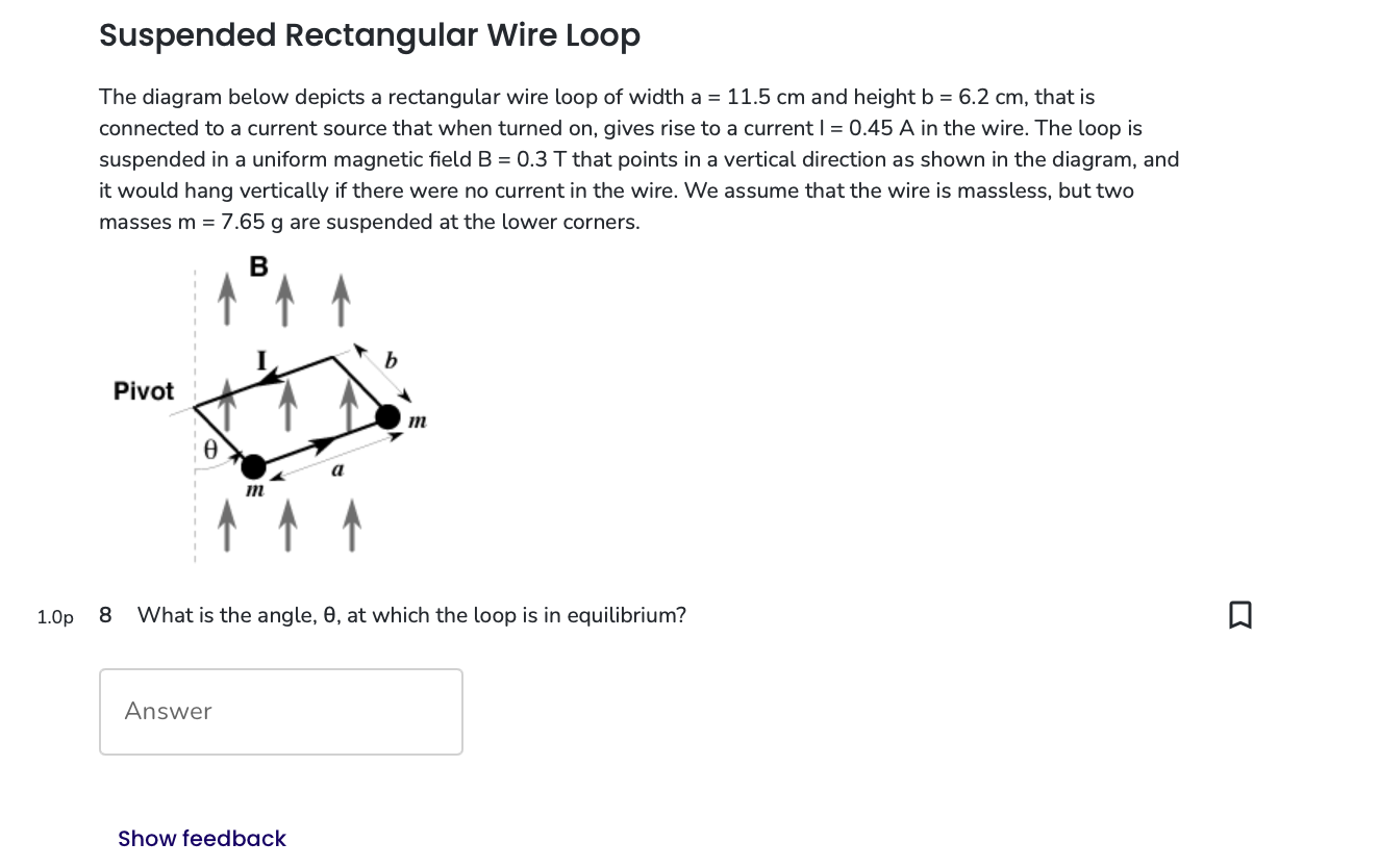 Solved Suspended Rectangular Wire LoopThe diagram below | Chegg.com