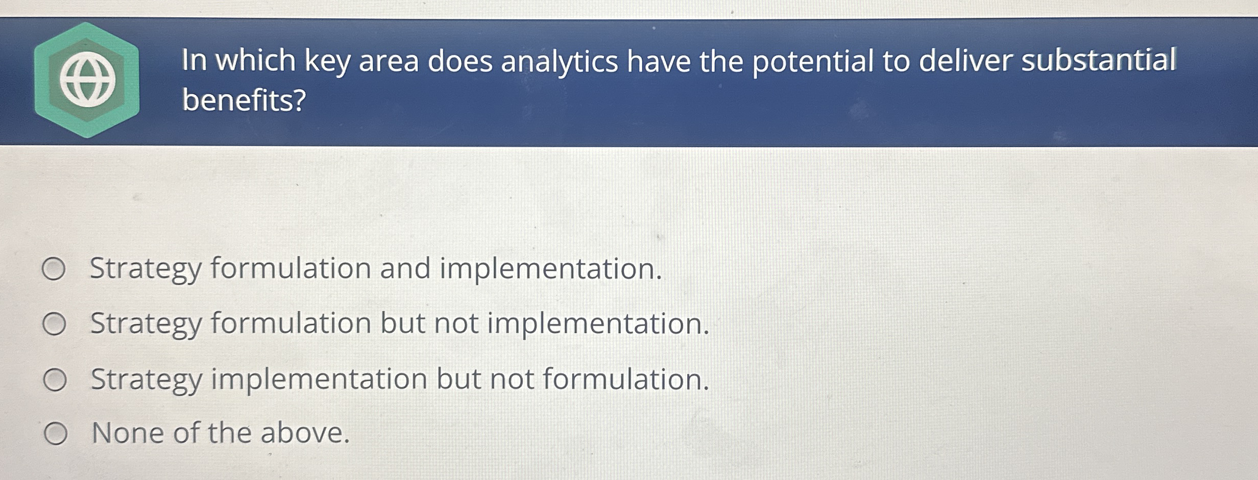 Solved Strategy formulation and implementation.Strategy | Chegg.com