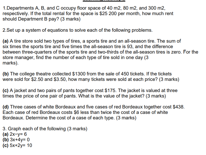 Solved 1.Departments A, ﻿B, ﻿and C occupy floor space of | Chegg.com