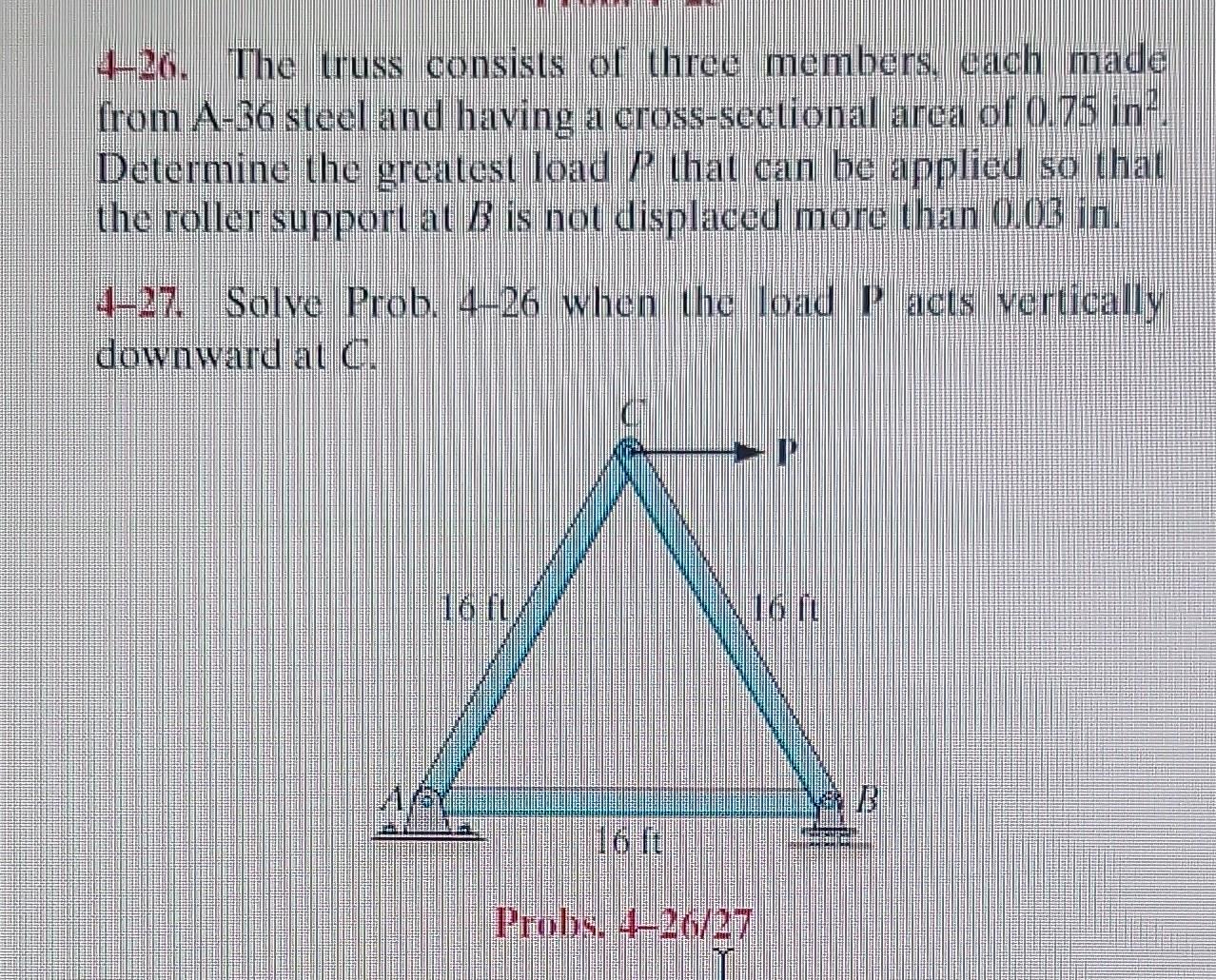 4-26. The truss consists of three members, each made | Chegg.com